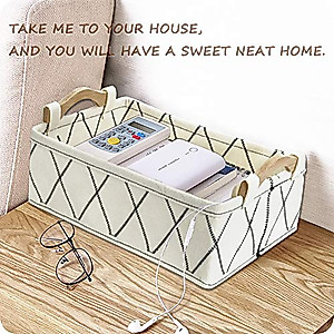 Small Storage Baskets Toy Storage Organizer Rectangle Basket Empty Gift Baskets Shelf Baskets Decorative Storage Basket with Wooden Handles for Keys Makeups Remotes Books