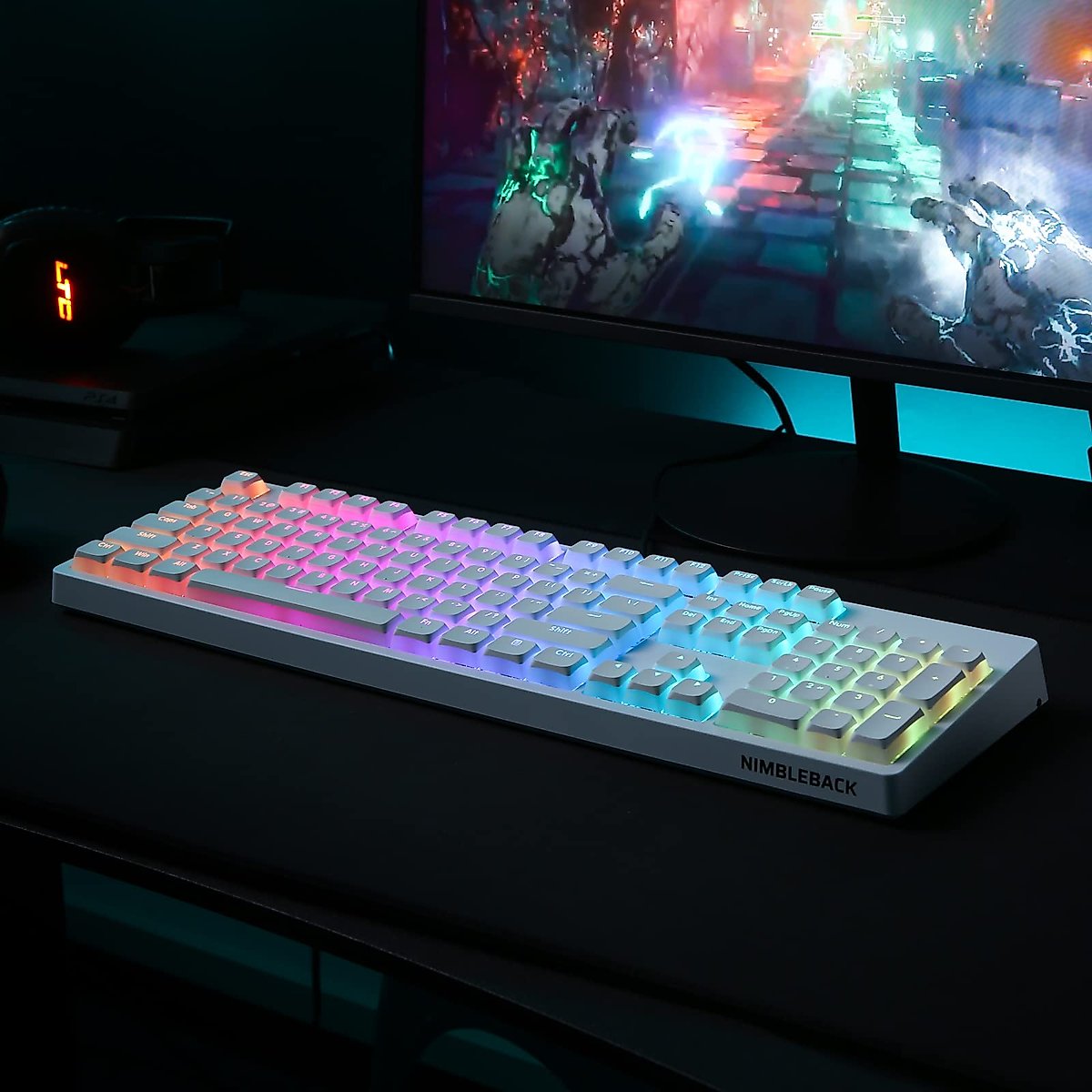 LTC LavaCaps PBT Double Shot 116-Key Pudding Keycaps Set, Translucent XDA Profile for ISO & ANSI Layout 61/68/84/87/104 Keys Mechanical Keyboard, with Keycap Puller - (Only Keycaps), White