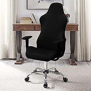 WOMACO Gaming Chair Slipcover Stretch Seat Chair Cover for Leather Computer Reclining Racing Ruffled Gamer Chair Protector (Black, One-Size)