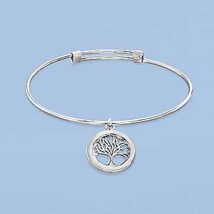 Ross-Simons Italian Sterling Silver Tree Of Life Adjustable Bangle Bracelet