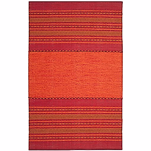 SAFAVIEH Montauk Collection Area Rug - 5' x 8', Orange & Red, Handmade Flat Weave Cotton, Ideal for High Traffic Areas in Living Room, Bedroom (MTK215A)