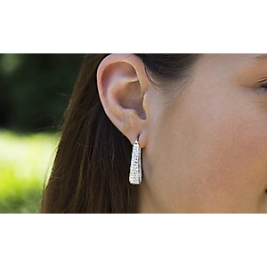 Oval Inside Outside Hoop Earrings for Women Faceted Sparkle Crystals