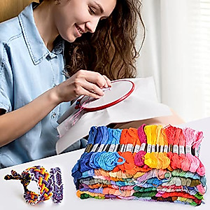 VICOVI 200 Skeins Embroidery Floss and 30 Skeins White & Black Embroidery Thread for Friendship Bracelet String Cross Stitch DIY String Art with 20 PCS Floss Bobbins