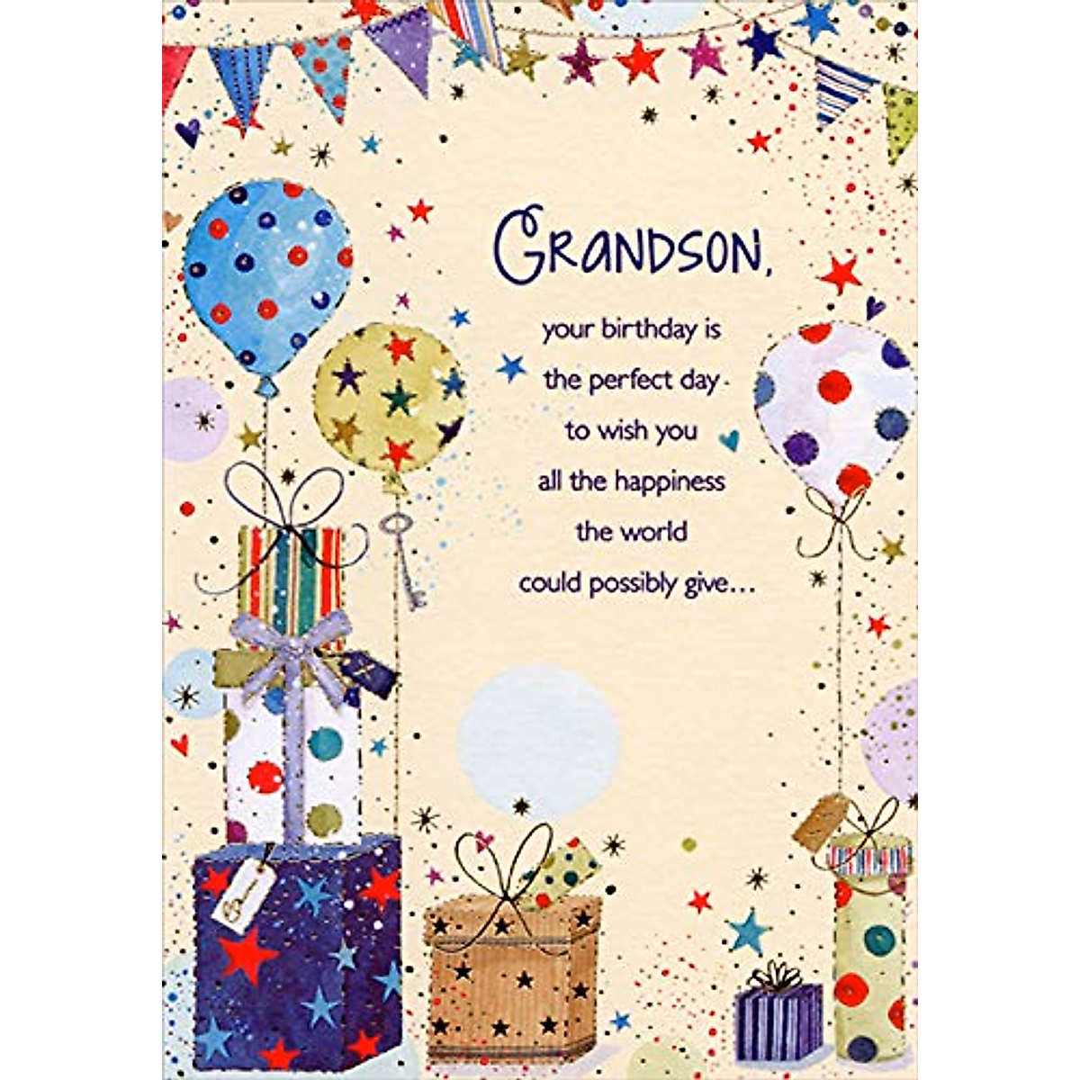 Designer Greetings The Perfect Day: Balloons and Gifts Birthday Card for Grandson