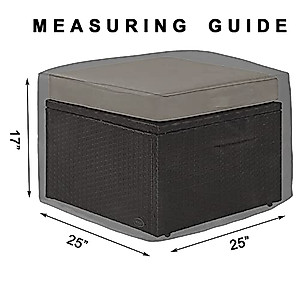 WOMACO Patio Ottoman Cover Waterproof Outdoor Ottoman Covers with Handles Patio Small Side/End Table Cover Water Resistant Patio Furniture Protector (25L x 25W x 17H, Black)