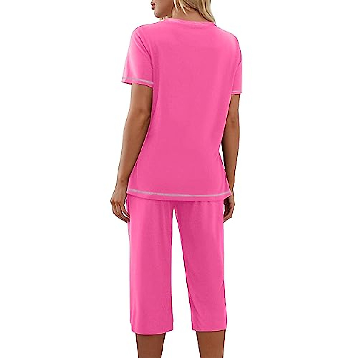 Today Deals Prime, Gamivas 2 Piece Sets for Women Plus Size Casual Floral Short Sleeve Tops Loose Pant, Pink Pajama Sets, Lightning Deals Of Today Prime Clearance
