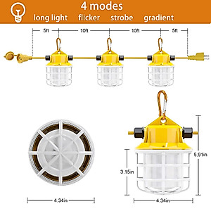 RIUVAO 100ft LED Color Changing RGBW Construction String Lights, 150W 15000LM Super Bright LED String Work Lights, Dimmable Construction Temporary Lights (100ft-RGB)