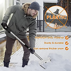 Snow Shovel for Driveway, 46 inches Aluminum Snow Pusher Shovel with D-Grip Handle Heavy Duty Metal Snow Shovels for Car Home Garage Garden