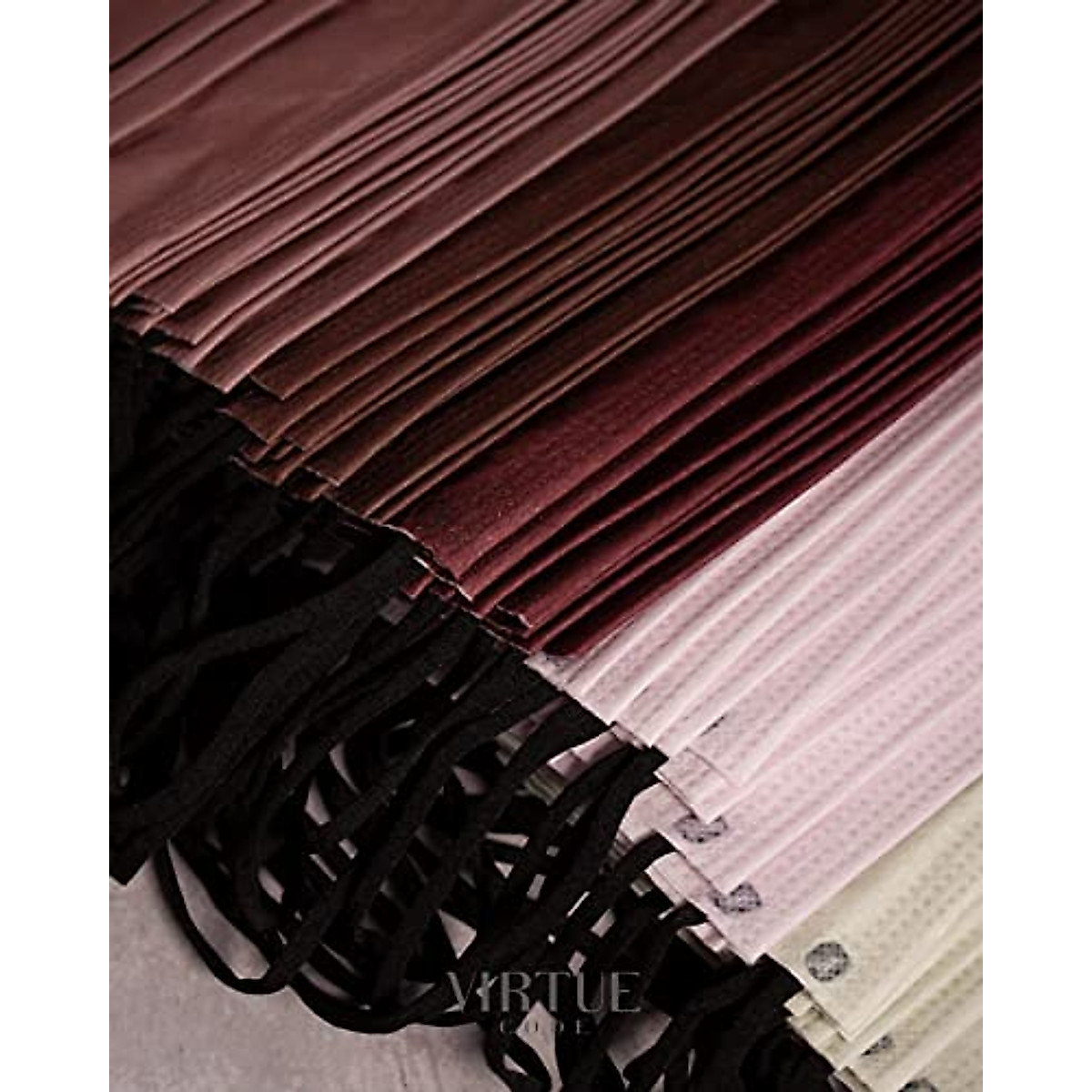 VIRTUE CODE Balance Face Masks - Soft 3 Ply Comfort Face Masks, Colorful Disposable Face Mask 50 Pack. Desert Rose Colored Masks. Adults Mens and Womens Disposable Face Masks