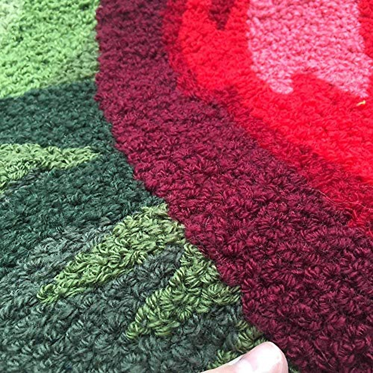 TEALP Fruit Area Rug Apple Shape Mat Cute Rugs for Kids, Mats for Bedroom/Living Room/Bathroom/Kitchen, Hand Woven Home Décor Mat, Modern Washable Non-Slip Indoor Rugs 17.7"x 31.5", Red