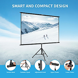 Portable Projector Screen with Stand, 100 inch 16:9, Outdoor Projector Screen, 2 in 1 Projection Screen, Foldable, Ironable and Washable, Idea for Home Cinema, Business, Backyard Party, Game.