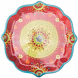 Certified International Tunisian Sunset Round Scallop Shaped Platter, 13.25", Multicolored, Large