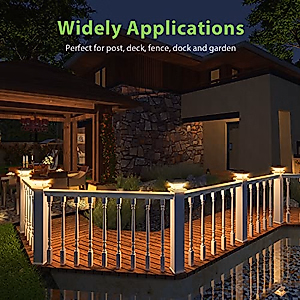 LETMY Solar Post Cap Lights Outdoor, 6 Pack High Brightness Solar Powered Fence Post Cap Lights Outdoor Waterproof for 4x4, 4.5x4.5, 5x5 Posts Fence Deck Patio Garden Decoration