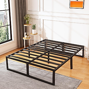 XINXINYAN 14 Inch Full Bed Frame, No Box Spring Needed, Heavy Duty Metal Platform Bed Frame Full Size, Strong Steel Slats Support, Noise Free, Easy Assembly, Black