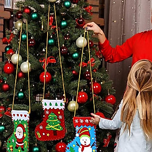 TOYANDONA 20pcs Christmas Felt DIY Stockings Crafts Create Your Own Santa Snowman Reindeer Christmas Decoration Ornaments Christmas Stocking Sewing Kits for Xmas Holiday Party