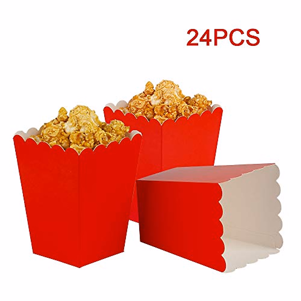 AimtoHome Red Popcorn Boxes Mini Paper Popcorn Box Cardboard Popcorn Container for Party, Pack of 24