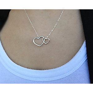 EFYTAL Mom Gifts, 925 Sterling Silver Interlocking Hearts Necklace for Mother & Daughter, Mom Necklaces for Women, Best Birthday Gift Ideas, Pendant Mother's Day Jewelry For Her, Mothers Day