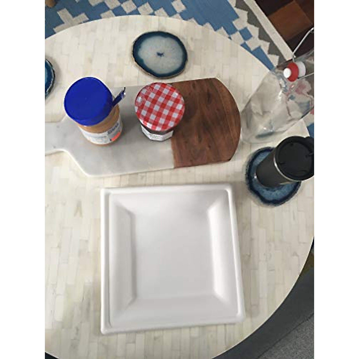 Susty Party 10-Inch Compostable Square Plates (50-Count), Sugarcane Heavy Duty Disposable Biodegradable Plate for Dinner, White