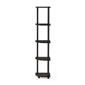 Furinno Turn-N-Tube 5 Tier Corner Display Rack Multipurpose Shelving Unit, 1-Pack, Espresso/Black