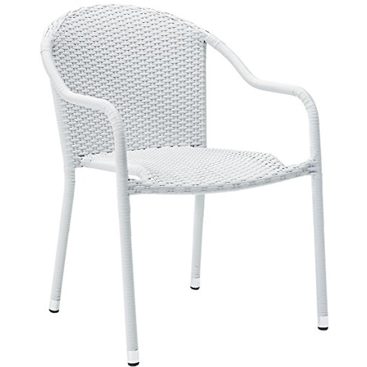 Crosley Furniture CO7109-WH Palm Harbor Outdoor Wicker Stackable Chairs, Set of 4, White