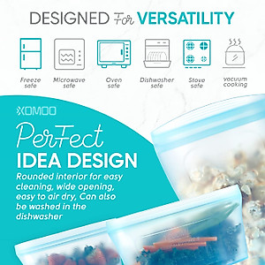 Reusable food container silicone bag, Upgrade second generation 6 Pcs Containers Storage, 100% Silicone Reusable Food Bag, Stand Up Preservation Bag, Rounded interior for easy cleaning.