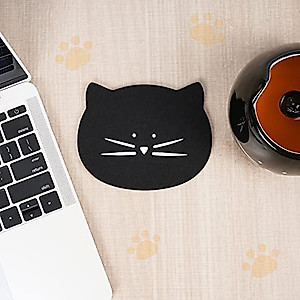 Koolkatkoo Drink Absorbent Cat Mug Coaster Set for Women Girls Felt Material Cute Coffee Cup Coasters for Cat Lovers Set of 4 Black