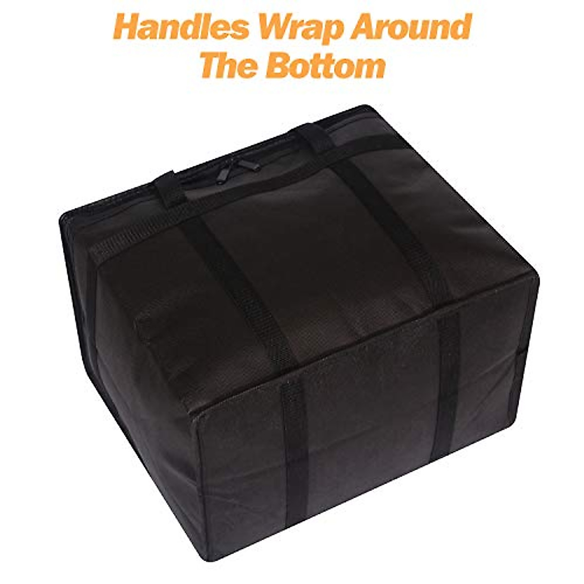 4 Pack XL Insulated Reusable Grocery Bags with Sturdy Zipper Reinforced Bottom & Handles, Foldable Washable Heavy Duty Cooler Totes for Hot or Cold Food Delivery, Groceries, Travel, Shopping