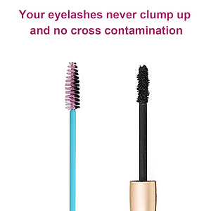 Cuttte 100pcs Disposable Mascara Brushes Wands with Container, Eyelash Brush Spoolie Brushes for Eyelash Extensions and Mascara Use Pink