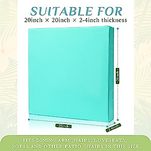 Batiyeer 8 Pcs Outdoor Cushion Slipcovers Patio Chair Cushion Covers Replacement Waterproof Square Outdoor Seat (Solid Teal Style,20 x 20 x 4 Inch)