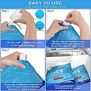5-Packs Bulk Reusable ice Pack for Cooler Lunch Bags Lunchbox Cooler Backpacks Long Lasting Freezer Packs Cooler Accessories (for Lunchbox 7.5 x 6.5 inch)