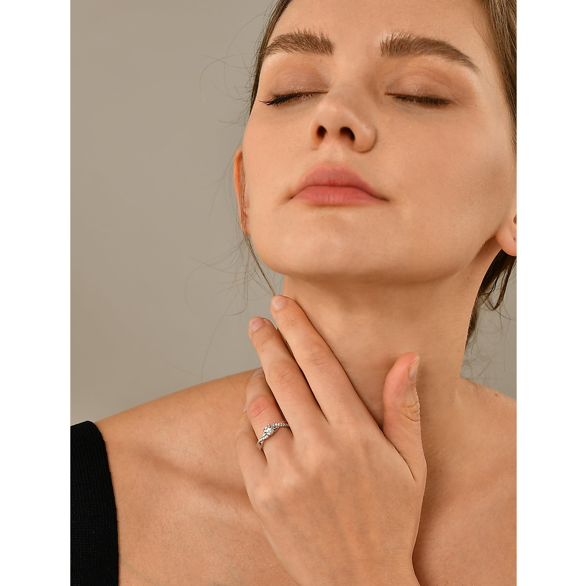 YL 925 Sterling Silver Engagement Ring 5MM 3A Cubic Zirconia Infinity Ring for Women-size7