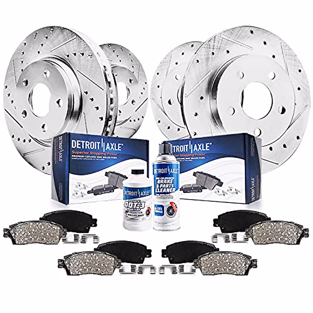 Detroit Axle - Brake Kit for 2011-2014 Ford Edge, 2011-2015 Lincoln MKX Drilled & Slotted Brake Rotors Ceramic Brakes Pads Replacement : 12.60'' inch Front and 12.9'' inch Rear Rotor