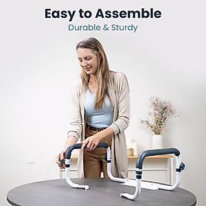 PELEGON Toilet Safety Rails (250lb) - Adjustable Toilet Safety Rails, Toilet Bar for Elderly Adults, Toilets Rails for Seniors, Toilet Seat with Handles for Elderly & Disabled Toilet Grab Bar - 1 Pack