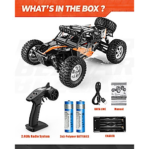 BEZGAR HB121 Hobby Grade 1:12 Scale RC Trucks, 4WD High Speed 45 Km/h All Terrains Electric Toy Off Road Sand Rall Buggy RC Truck RC Monster Car with Rechargeable Batteries for Boys Kids and Adults