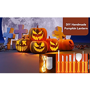 YUET 21PCS Halloween Pumpkin Carving Kit, Professional Sculpting Tools Carving Set, Heavy Duty Stainless Steel, w/Stickers Carrying Bag, for Halloween Decorations Jack-O-Lanterns LED Pumpkin Light
