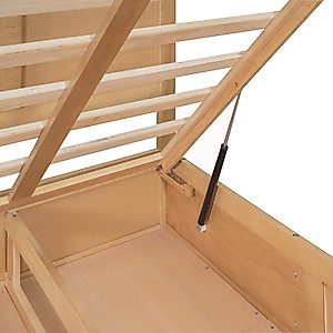 Bellemave Queen Wood Platform Bed Frame with Headboard, Underneath Storage and 2 Drawers, No Box Spring Needed, Easy Assembly, Natural Wood Color