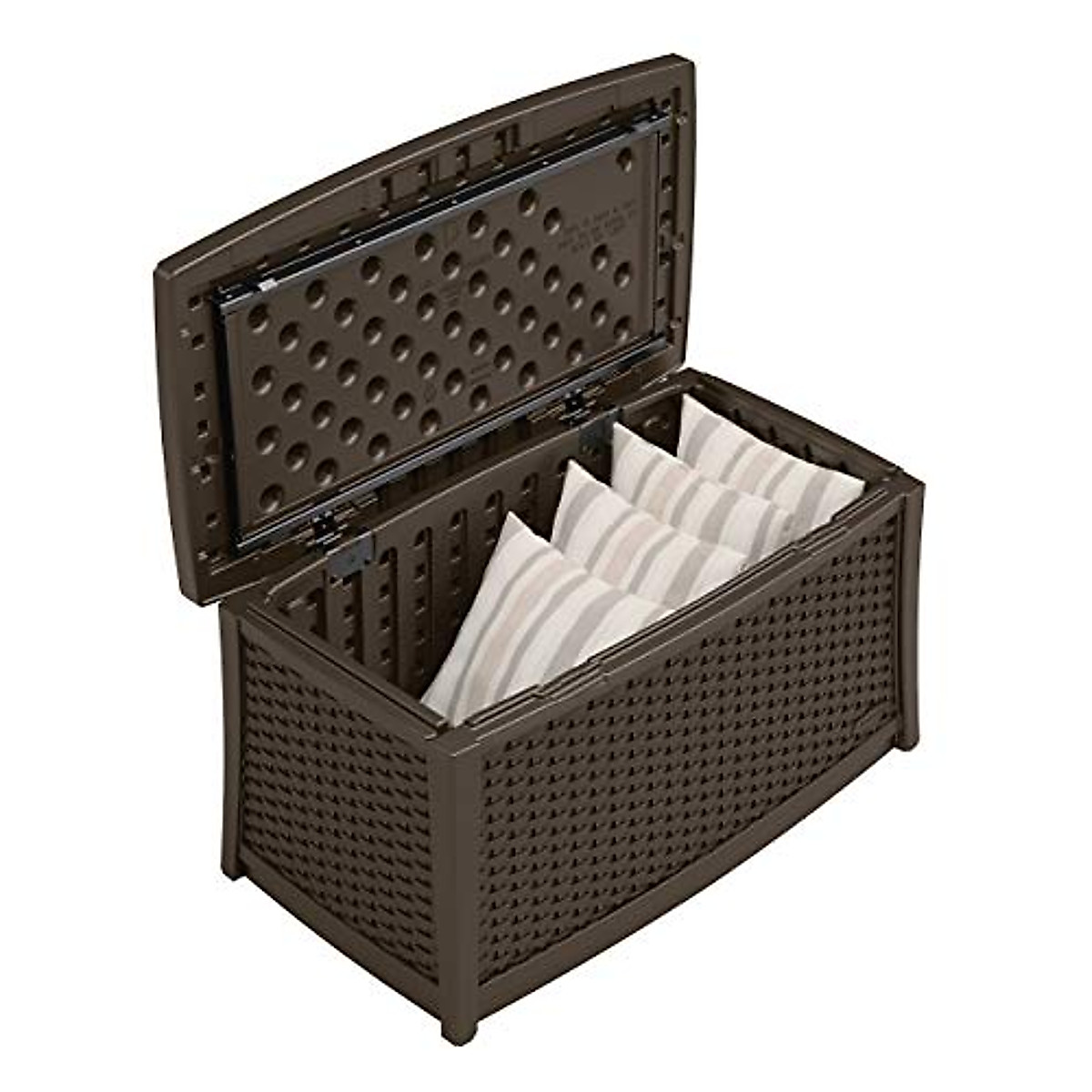 Suncast 30 Gallon Resin Outdoor Patio End Table Storage Box, Java