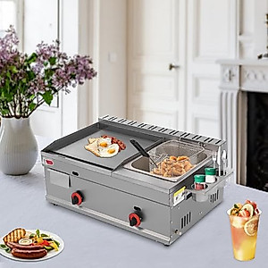 Commercial Reataurant Gas Grills -Commercial Deep Fryer Stainless -Commercial Propane/Gas Flat Top Grill Griddle with Deep Fryer Multi-function