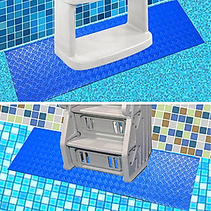 SKARUMMER Swimming Pool Ladder Mat - Protective Pool Ladder Pad Step Mat with Non-Slip Texture, Blue Medium Pool Step Mat, Pool Liner Protection Mat 36 inch X 17 inch