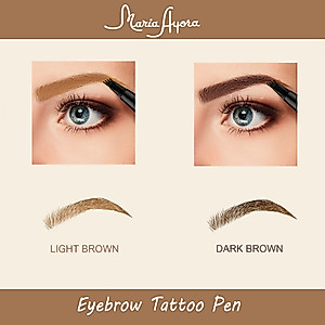 2PCS Maria Ayora Natural Looking Microblading Eyebrow Pencil with Innovative Micro-Fork Tip Applicator, Natural & Long-lasting Eyebrow Pen Makeup, Waterproof & Smudgeproof, Vegan (Dark Brown)