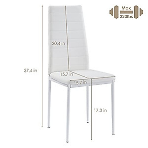 Paonne Marble Glass Dining Table with Chairs Set for Home Kitchen, Modern Dining Table Set for 4, Glass Kitchen Table and Chairs Set, Glass Dining Room Set for 4 for Dinette