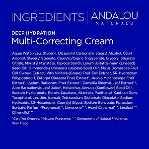 Andalou Naturals Deep Hydration Face Moisturizer, Multi-Correcting Cream, Day & Night Moisturizer for Face with Hyaluronic Acid & Vegan Collagen for Softer & More Supple Skin, 1.7 fl oz