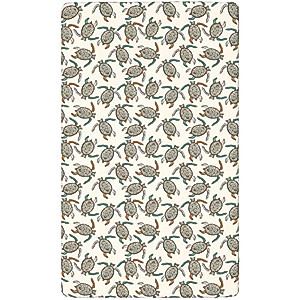 Retro Themed Fitted Mini Crib Sheets,Portable Mini Crib Sheets Soft Toddler Mattress Sheet Fitted-Crib Mattress Sheet or Toddler Bed Sheet,24“ x38“,Dark Peach Seafoam