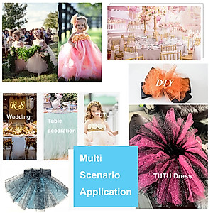 Glitter Tulle Rolls, 6” by 50 Yards (150FT) Sparkling Tulle Spool Ribbon Sequin Tulle Netting Fabric for Tutu Skirt Wedding Birthday Baby Shower (Purple)