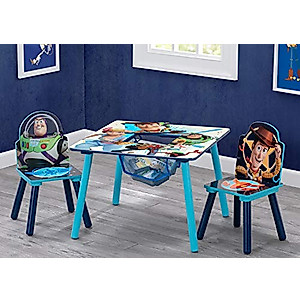 Delta Children Kids Table and Chair Set with Storage (2 Chairs Included) Plus Design and Store 6-Bin Toy Storage Organizer - Arts & Crafts, Homeschooling, Homework & More, Disney/Pixar Toy Story 4