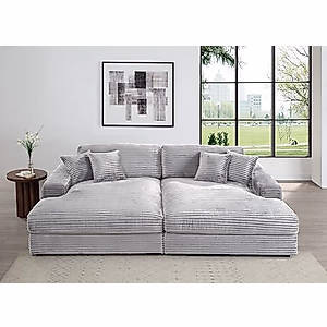 Acme Hilde Velvet Upholstered Sectional Sofa with 4 Pillows in Beige