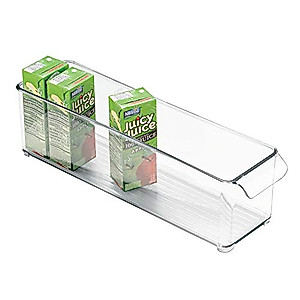 iDesign BPA-Free Plastic Pantry and Kitchen Storage, Freezer and Fridge Organizer Bin with Easy Grip Handles – 14.5" x 4" x 4”, Clear