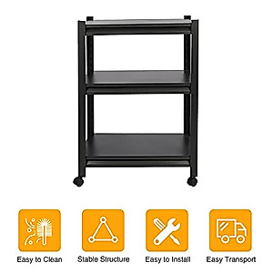 ALAPUR Adjustable Garage Shelving Heavy Duty with Wheels,3 Tier Metal Garage Storage Shelves Units for Basement Utility Shed Workshop, L23.6''xW15.7''xH33.5'',Black