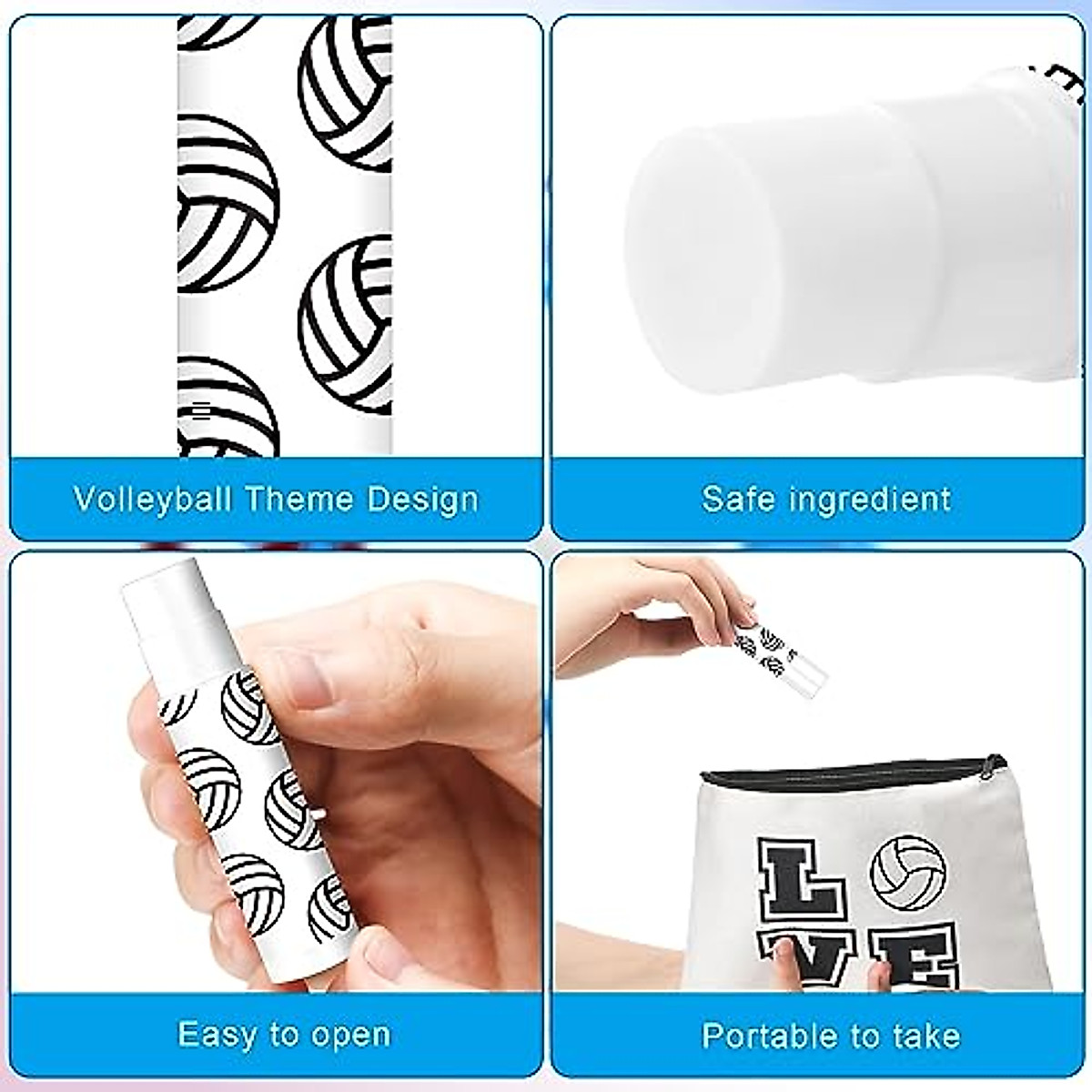 Demissle 40 Pcs Sports Themed Lip Balm, Sports Lipstick, Organic Jasmine Taste Moisturizing Lip Balm, Sports Gifts for Women, Girl, Team (Volleyball)