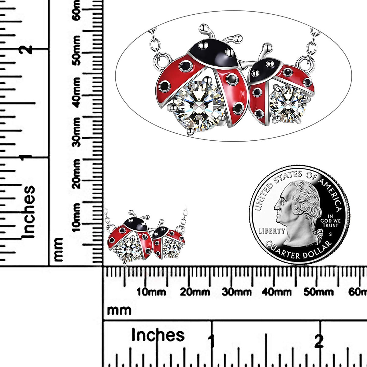 POPLYKE Ladybug Necklace Jewelry for Women Sterling Silver Mothers Day Gifts for Mom Daughter Wife(sliver-ladybug necklace)